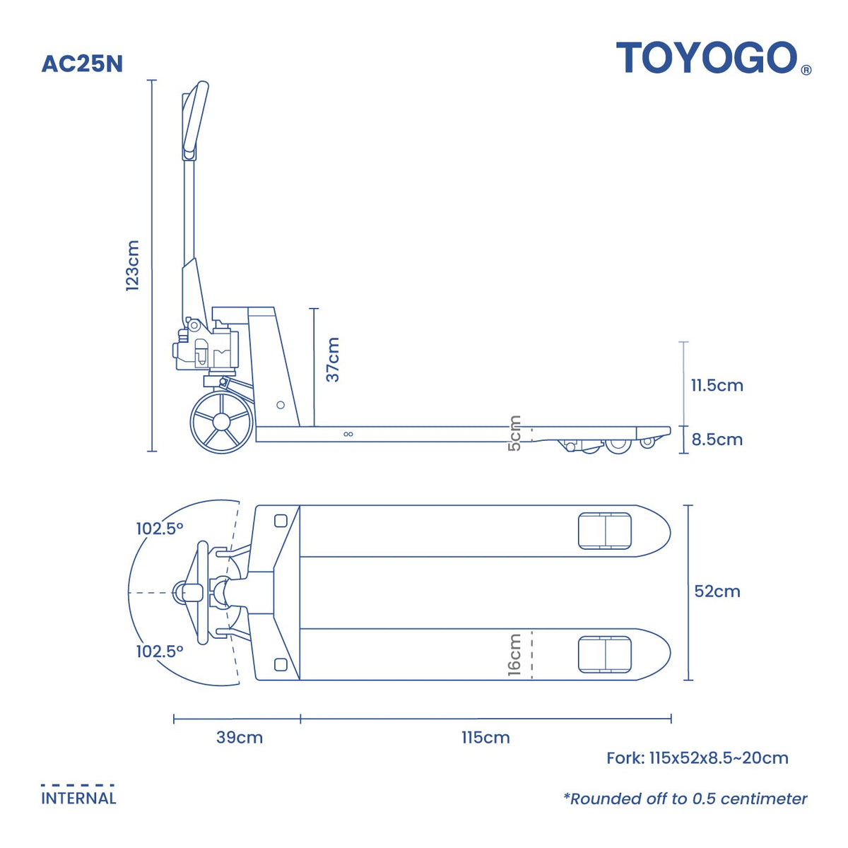 GEOLIFT PALLET TRUCK (520X1150MM) 2500KG (AC25N) – TOYOGO For Business